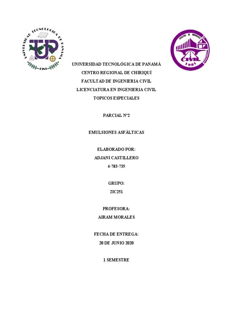 Emulsiones Asfálticas en Pavimentos Panamá | PDF | Emulsión | Fase ...
