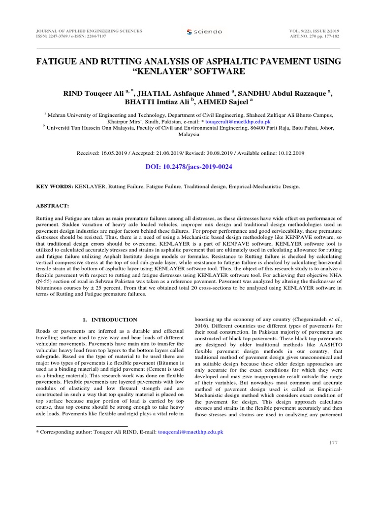 Fatigue and Rutting Analysis of Asphaltic Pavement Using "Kenlayer ...