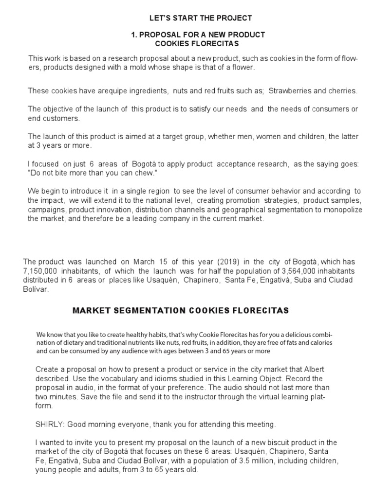 Proposal For A New Product Cookies Florecitas Let'S Start The Project ...