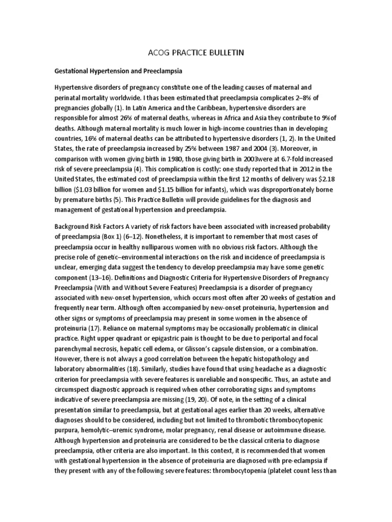 Acog Practice Bulletin | PDF | Hypertension | Preterm Birth