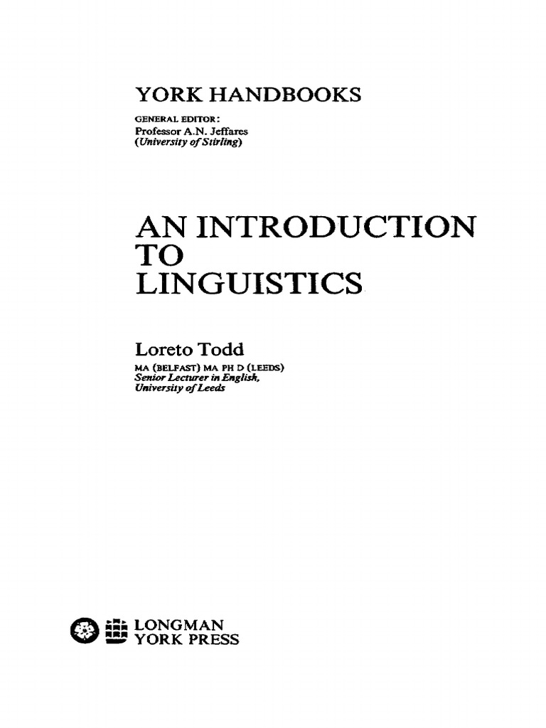 An Introduction To Linguistics - Loreto Todd | PDF