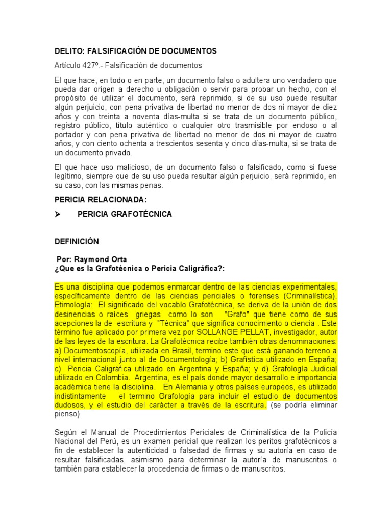 FALSIFICACIÓN DE DOCUMENTOSs | PDF | Ciencia forense | Testigo experto
