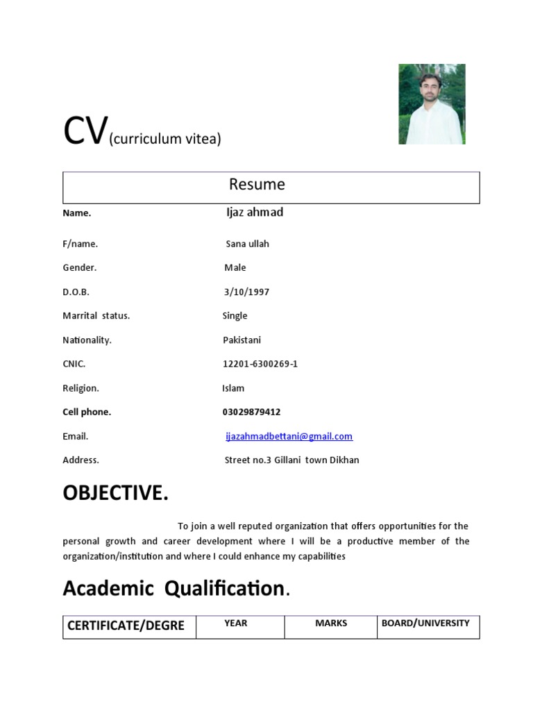Ijaz Ahmad CV