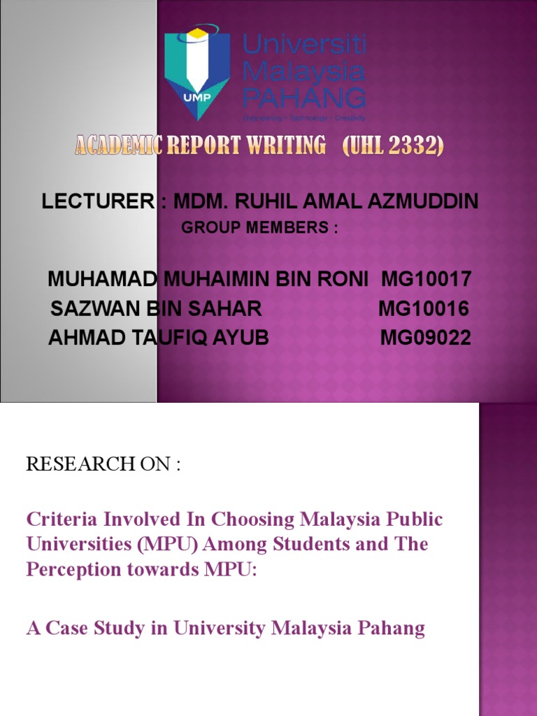 Academic Writing Report Group 7 Final Update | PDF | University | Academia