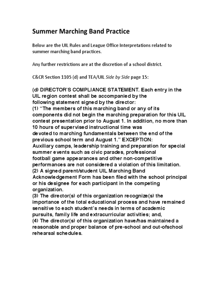 Summer Marching Band Rules and Interpreations | PDF | Social ...