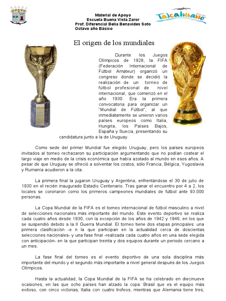 Actividad Historia-del-Mundial-de-Fútbol | PDF | FIFA Copa del Mundo ...