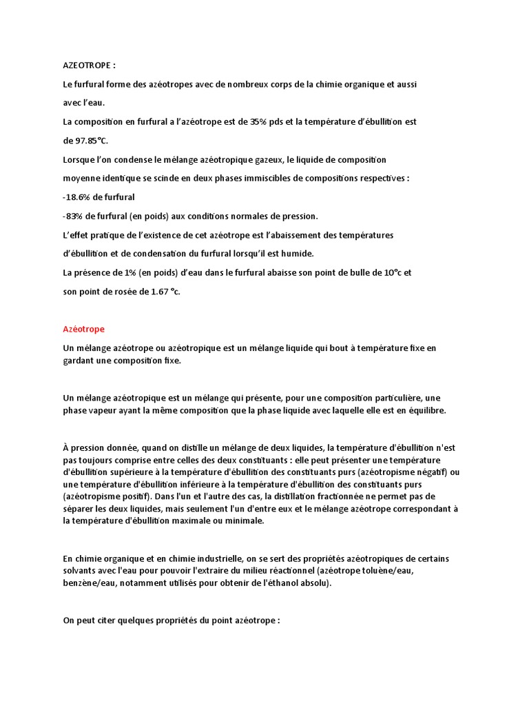 AZEOTROPE | PDF | Phase (thermodynamique) | Chimie physique