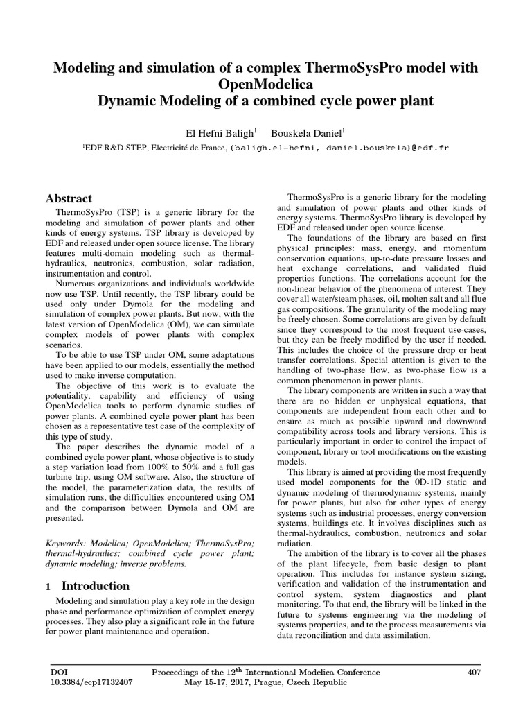Modeling and Simulation of A Complex ThermoSysPro Model With PDF | PDF | Heat Exchanger | Fluid ...