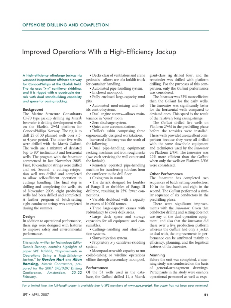 Maersk Innovator Advantages | PDF | Drilling Rig | Offshore Drilling