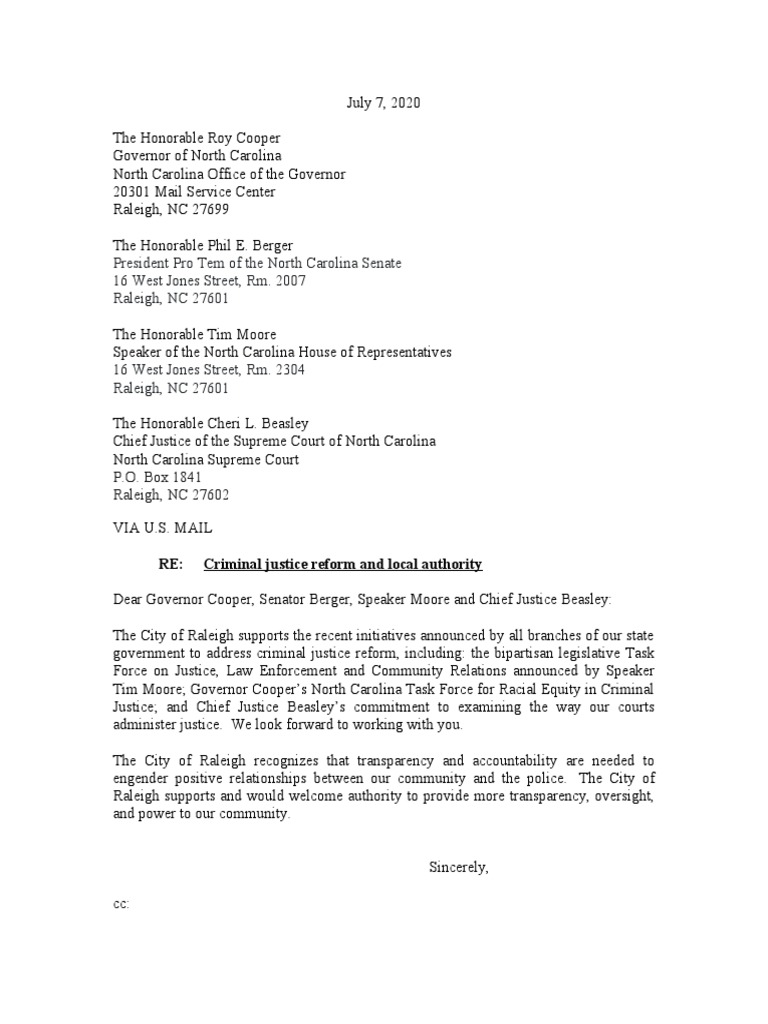 Raleigh City Council Letter | PDF