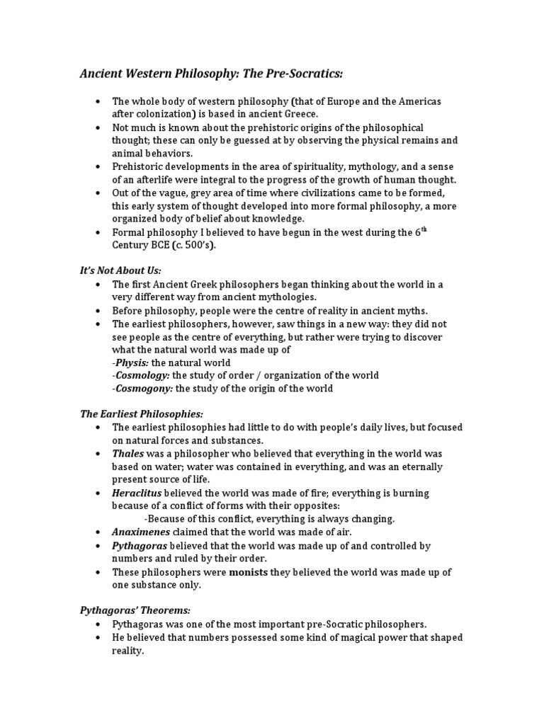 Ancient Western Philosophy: The Pre-Socratics:: It's Not About Us | PDF ...