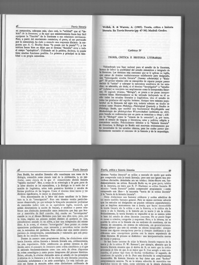 Wellek, R, Warren, A. - Teoría, Crítica e Historia Literaria | PDF ...