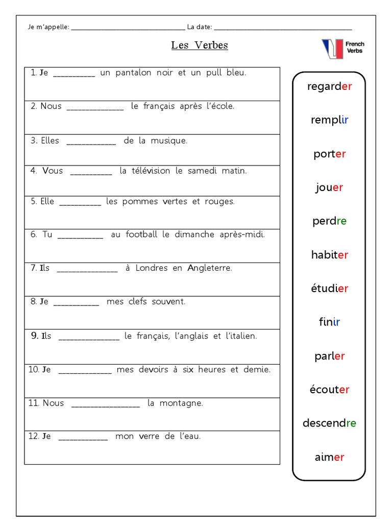 Exercices sur les verbes au présent | PDF