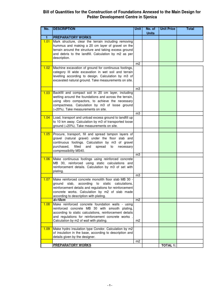 3 245 4bill of Quantities - Construction Works | Download Free PDF ...