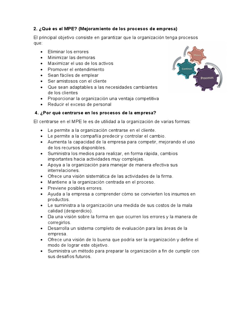 Qué es el MPE y su importancia empresarial | PDF