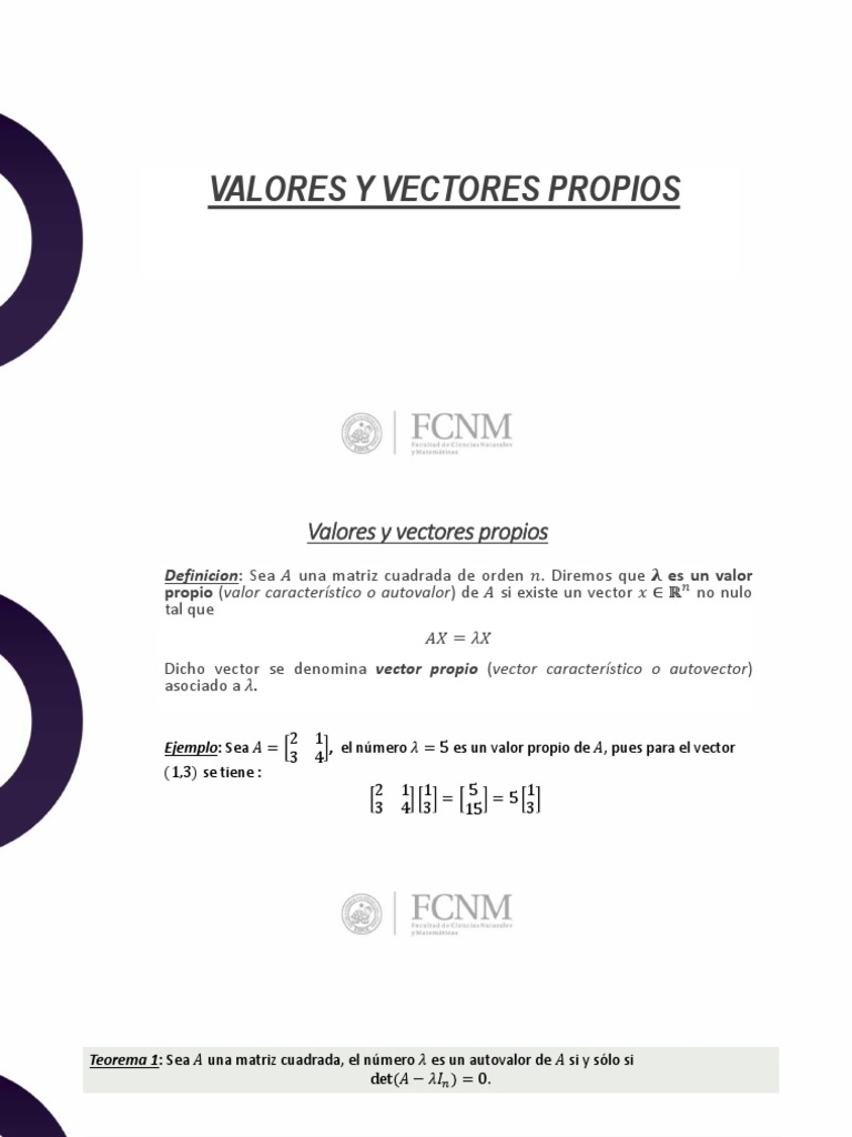 Clase - 3 Valores y Vectores Propios PDF | PDF | Valores propios y ...
