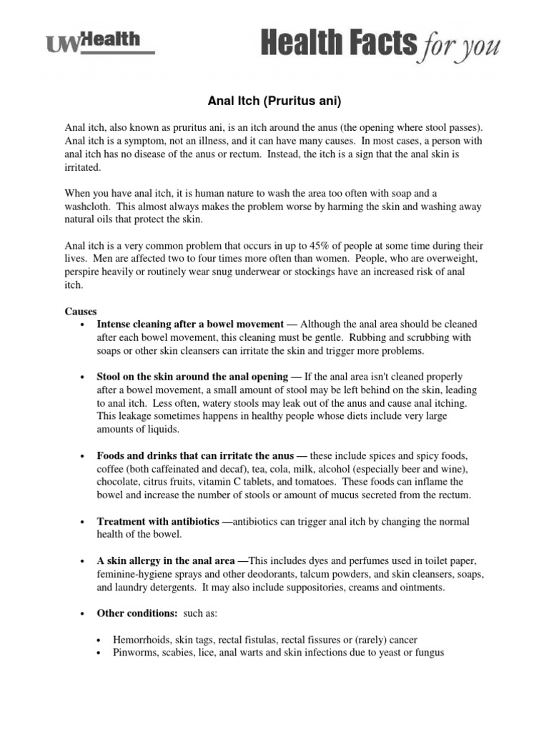 Anal Itch (Pruritus Ani) | PDF | Human Feces | Public Health
