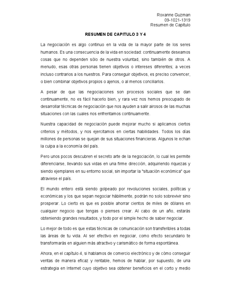 Resumen de Capitulo 3 y 4 - Roxane Guzman 091021319 | PDF | Comercio ...