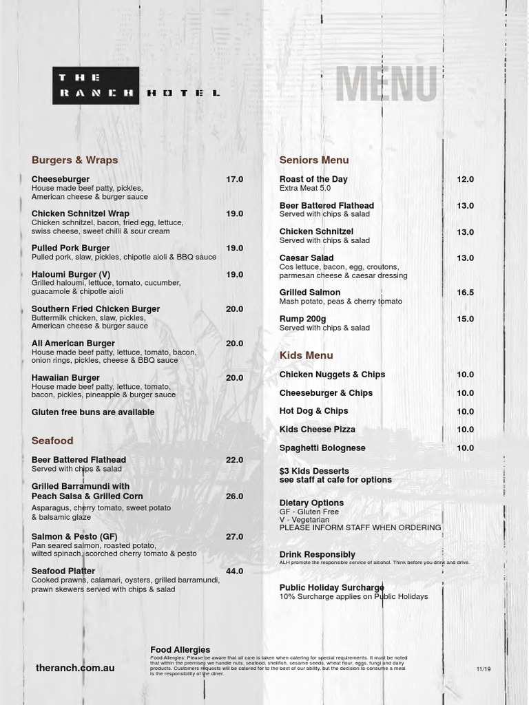 Burgers & Wraps Seniors Menu: T Ii I: H N 1: Ii | PDF | Hamburgers | Salad