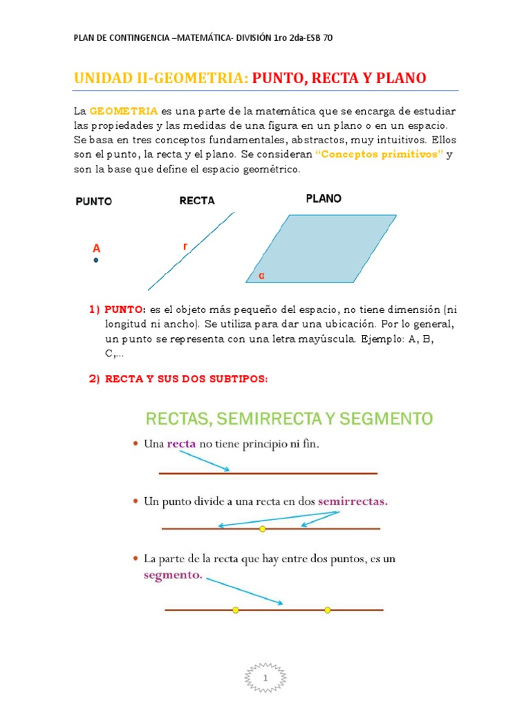 Unidad 2-Geometria - Conceptos Primitivos | PDF | Línea (geometría) | Geometria plana)