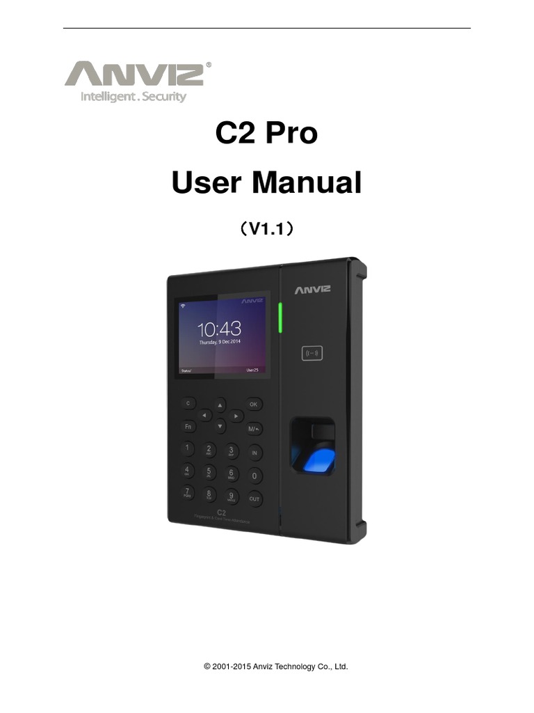 Anviz - C2 Pro - User Manual - V1.1 - EN | PDF | Ip Address | Wi Fi