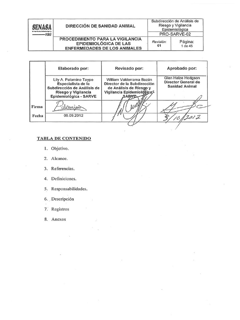 PRO-SARVE-02 - PROCEDIMIENTO PARA VIGILANCIA EPIDEMIOLOGICA - Rev01 | PDF