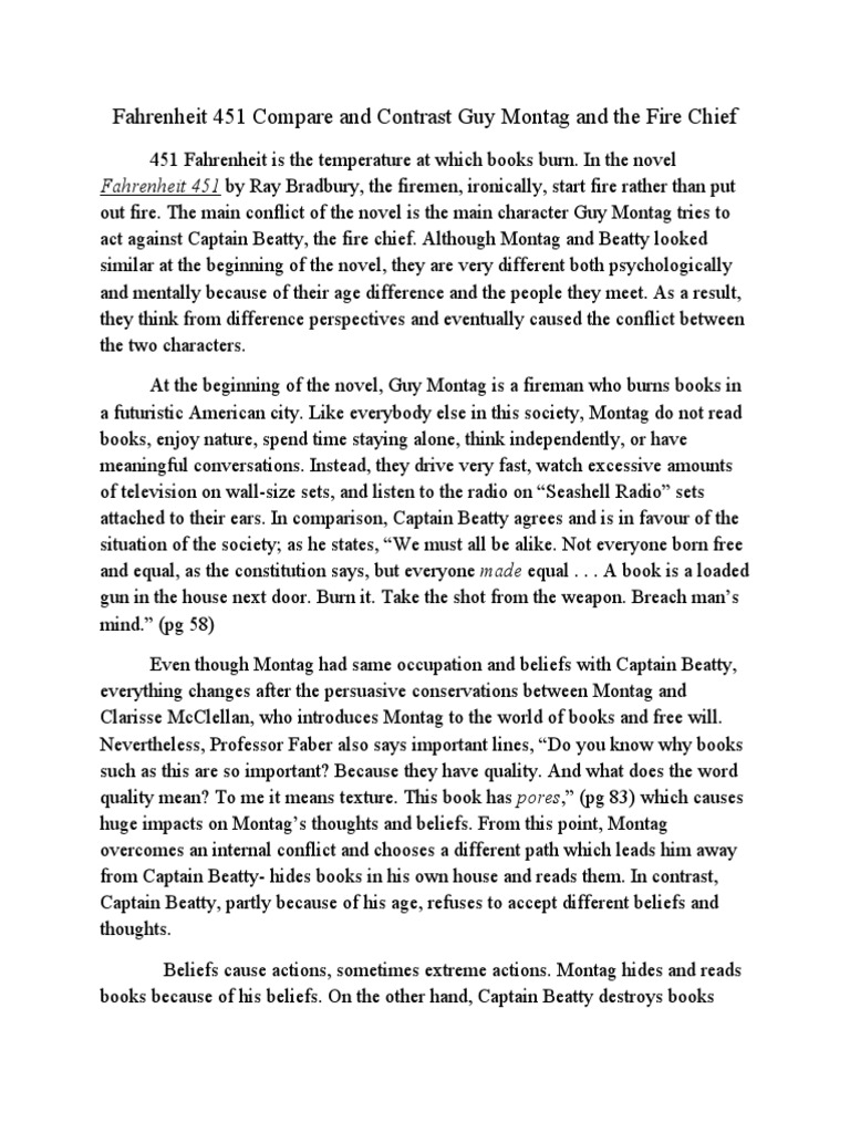Montag vs. Beatty: A Character Study | PDF | General Fiction