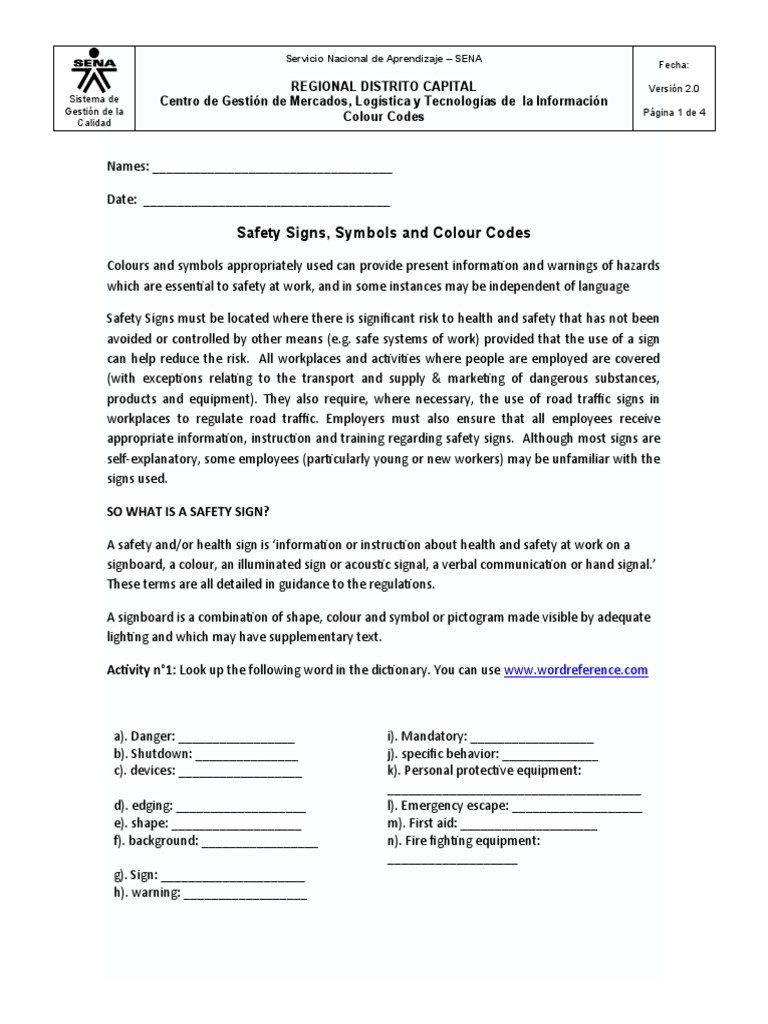 Colour Codes | PDF | Occupational Safety And Health | Prevention