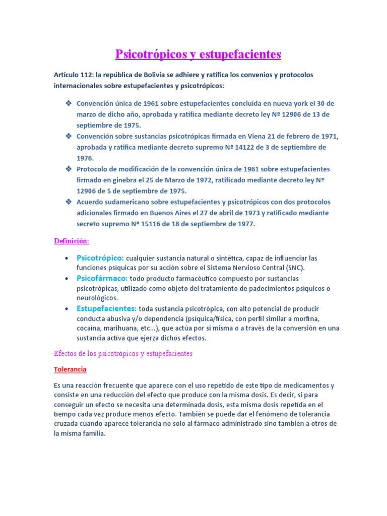 Psicotrópicos y Estupefacientes-1 | PDF | Prescripción médica | La ...