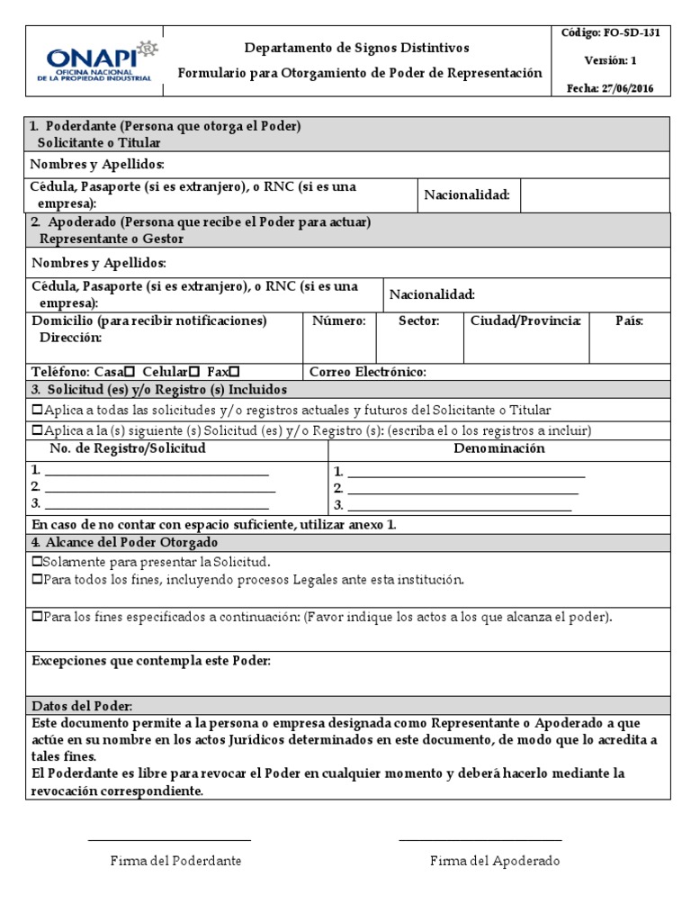 Poder Representacion Onapi | PDF | Business | Science