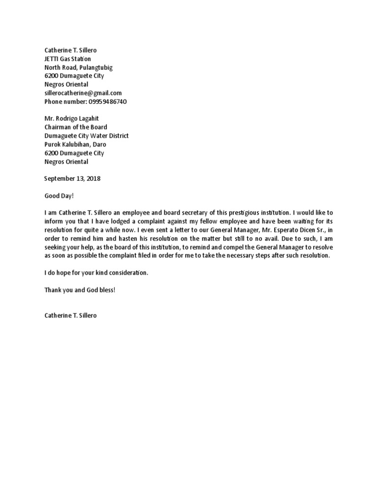 Letter To The Board | PDF