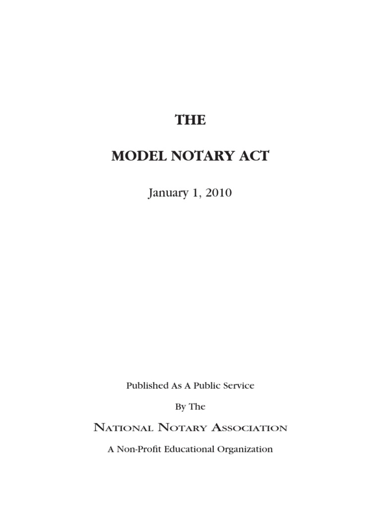 Model Notary Act of 2010 | PDF | Notary Public | Common Law