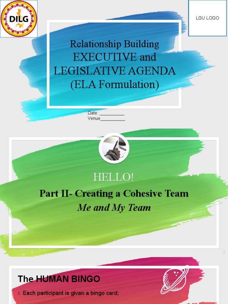 Executive and Legislative Agenda (ELA Formulation) Executive and ...