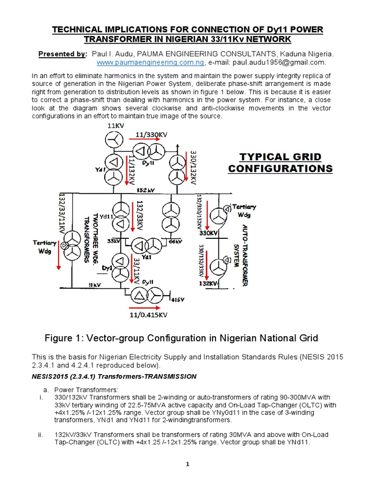 Technical Implications For Connection of Dy11 Power Transformer in The ...