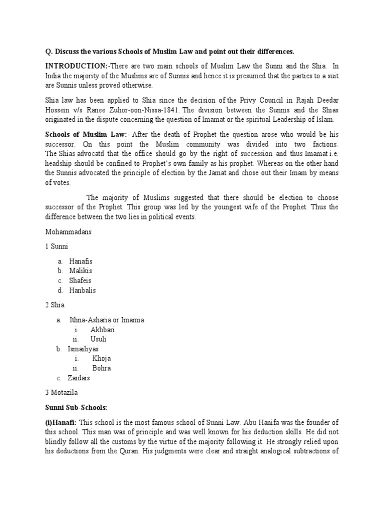 School of Muslim. Law | PDF | Shia Islam | Islamic Branches