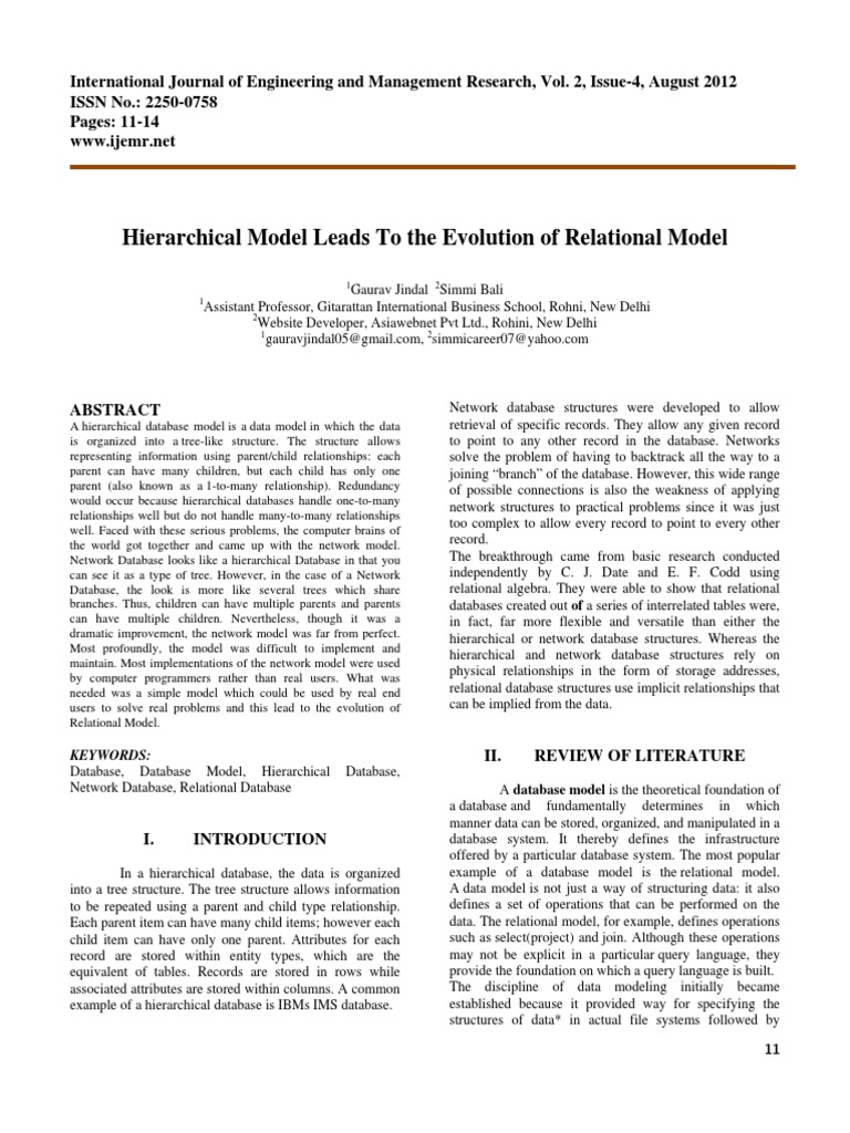 Evolution of Database Models: From Hierarchical to Relational | PDF | Relational Database ...