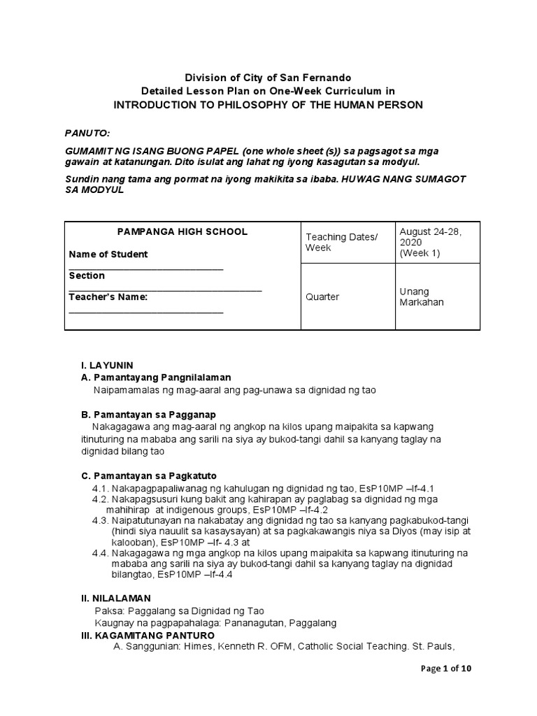 Intro To Philo One Week Curriculum | PDF