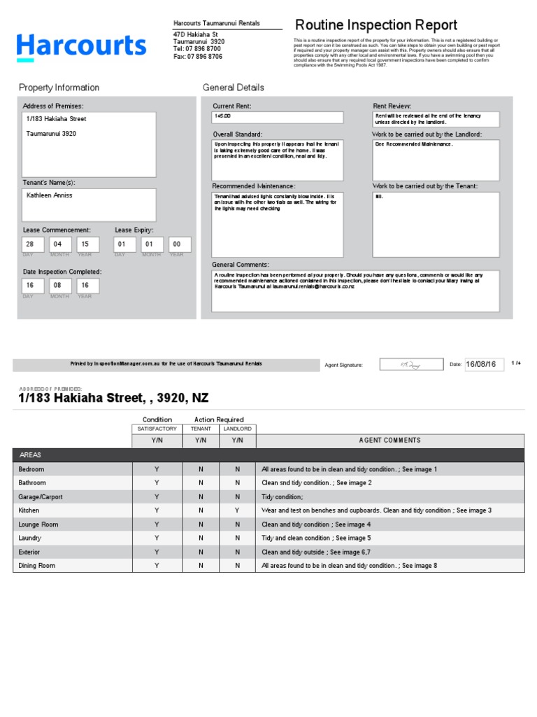 Routine Inspection Report: Property Information General Details | PDF ...