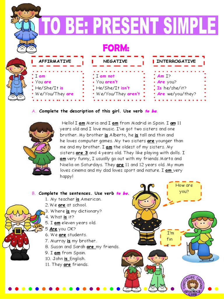 Verb To Be Worksheet | PDF