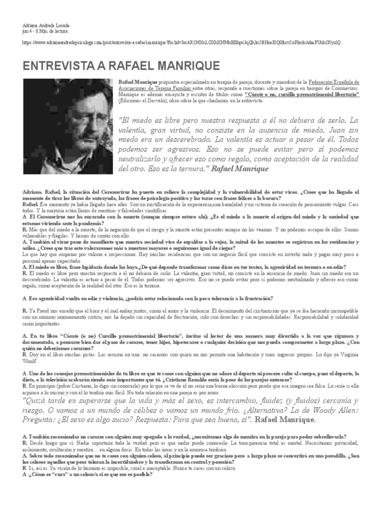 Entrevista A Rafael Manrique | PDF | Erotismo | Mal