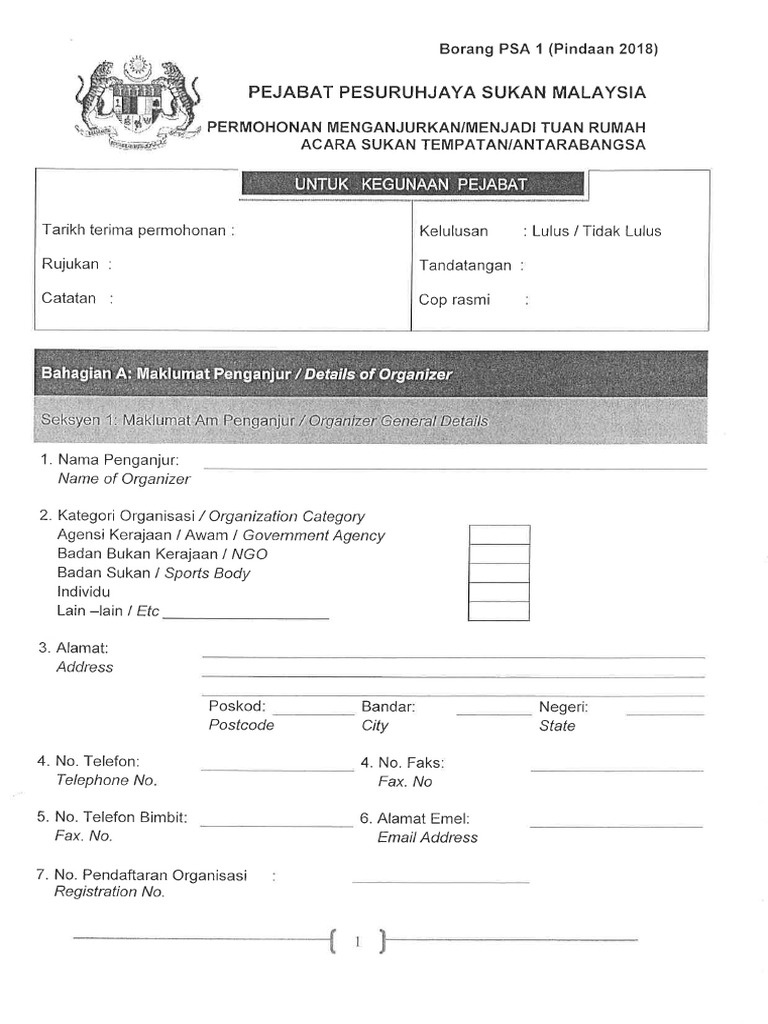 Borang Psa 1 | PDF
