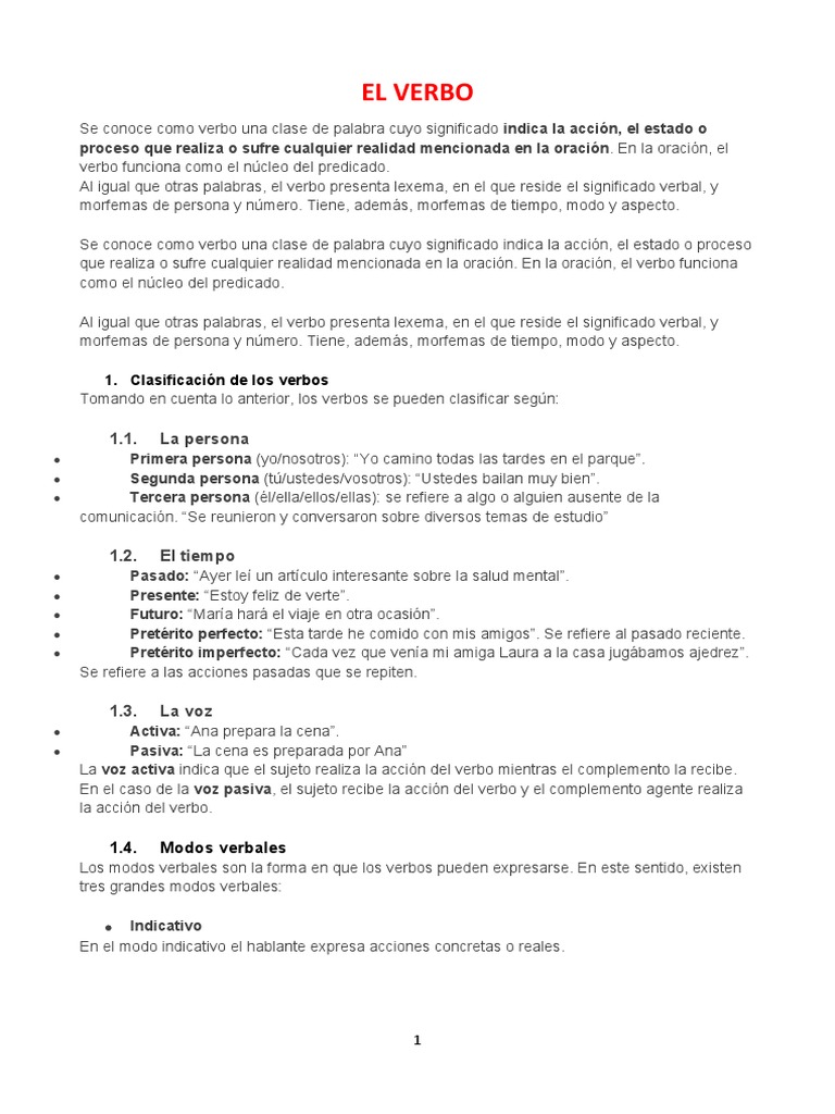 Clasificación y Conjugación de Verbos | PDF | Verbo | Conjugación ...