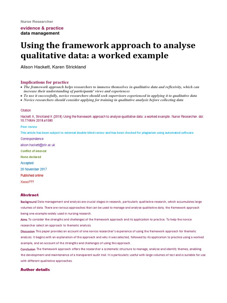 Hackett Strickland Framework 2018 | PDF | Qualitative Research | Analysis