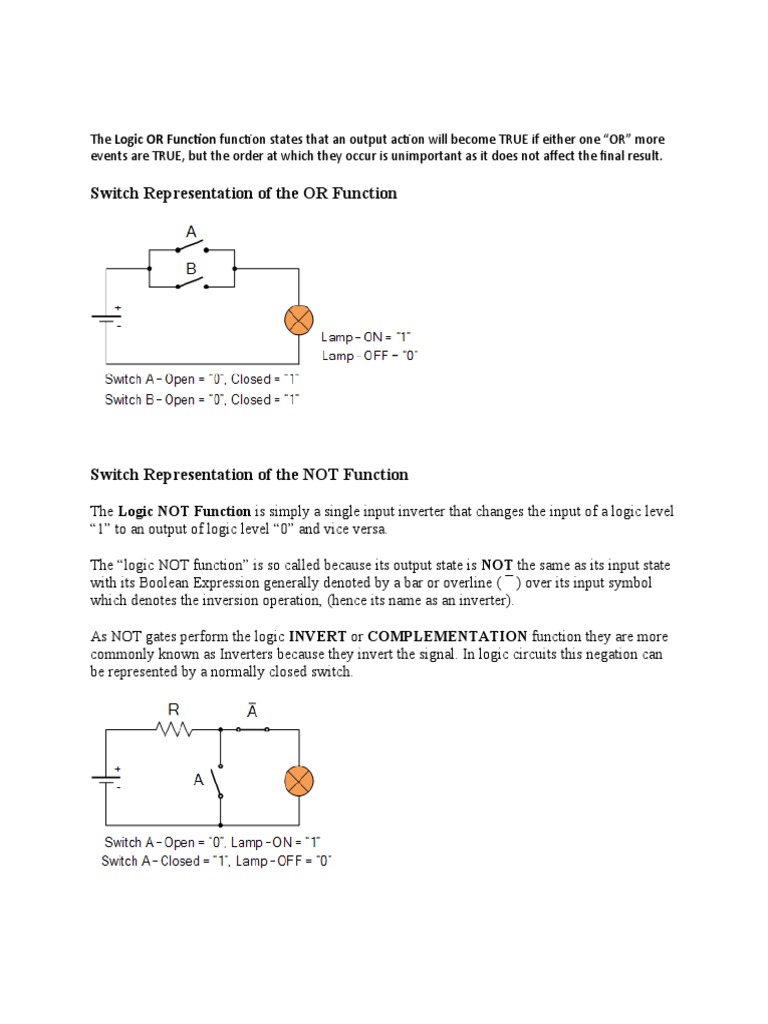 Switch Representation of The OR Function | PDF