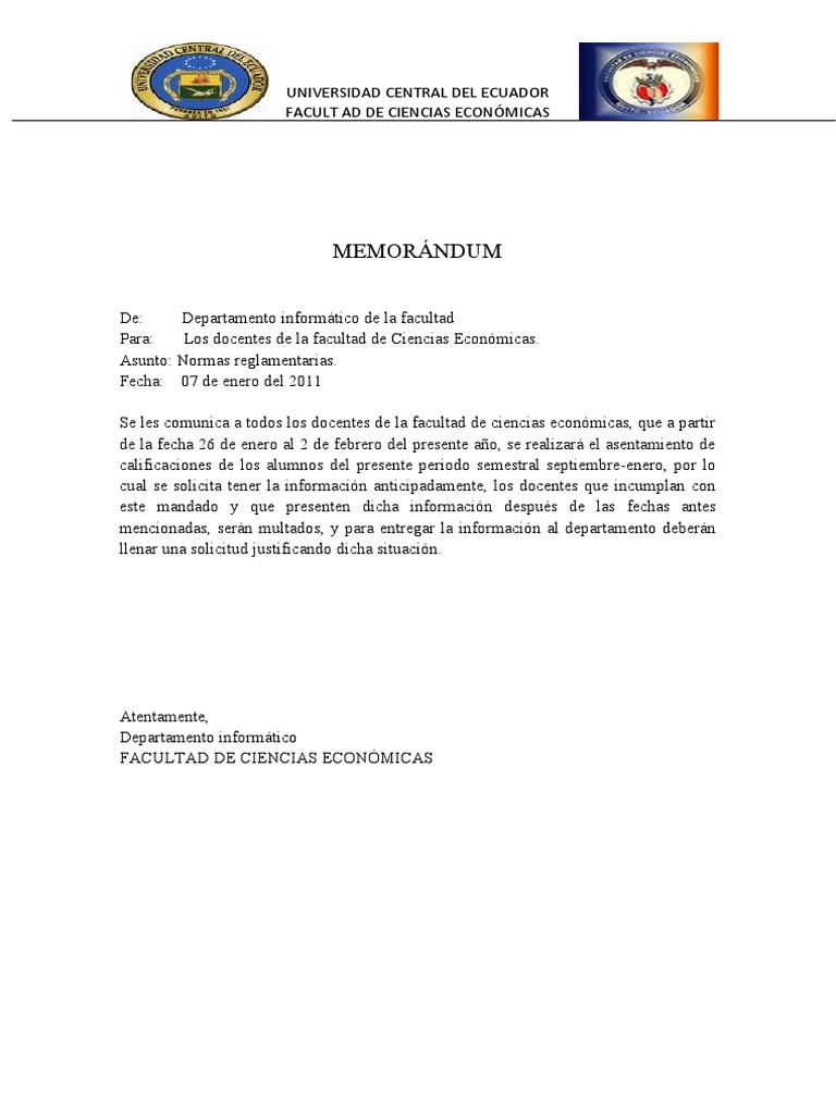 Modelo de memorándum