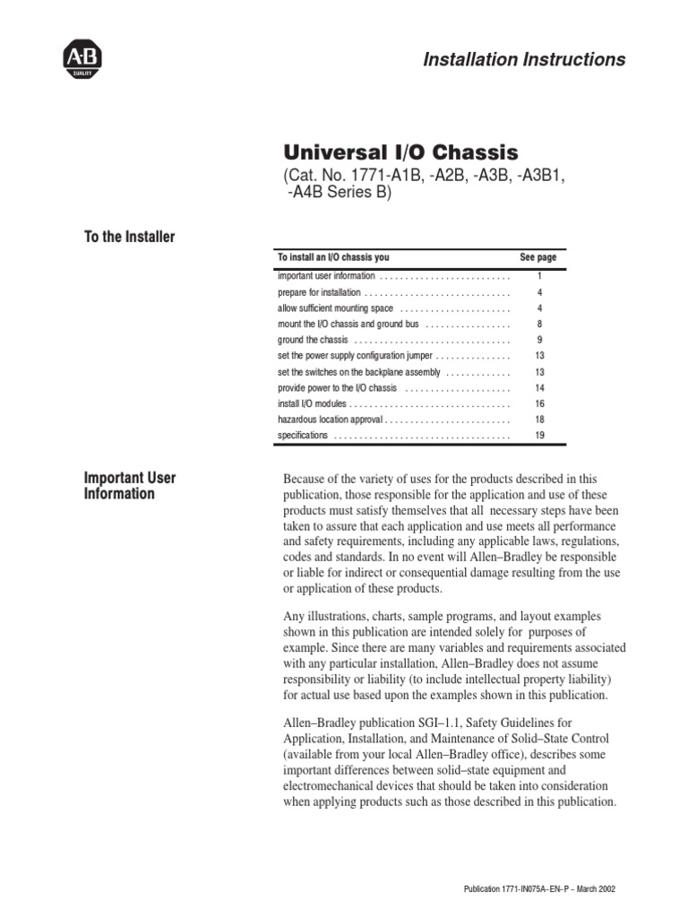 1771 Universal IO Chassis | PDF | Programmable Logic Controller | Nut ...