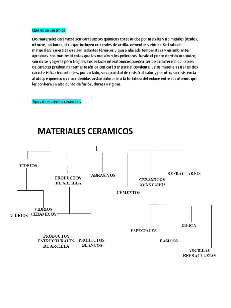 Propiedades y aplicaciones de los materiales cerámicos | PDF | Ingeniería Cerámica | Cerámica