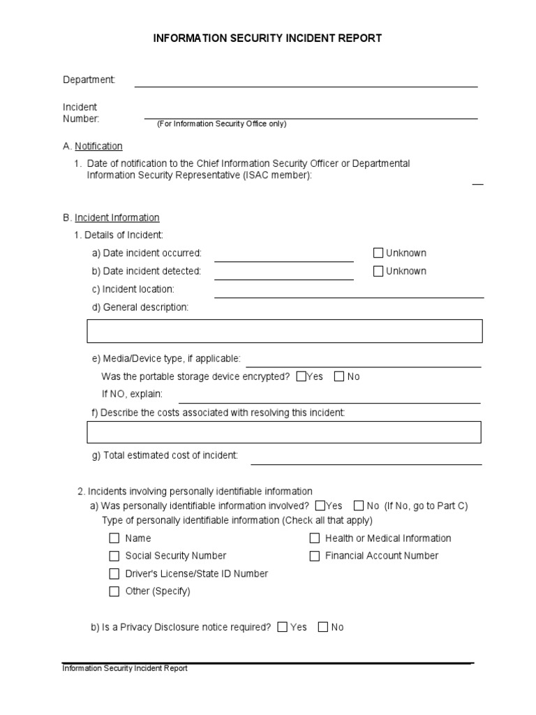 Information Security Incident Report Template | PDF | Information ...
