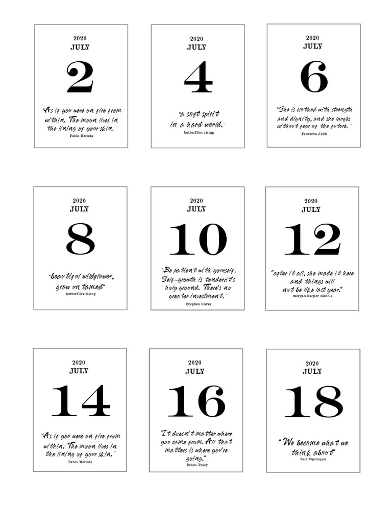 Printable Even Date Tags (Qoutes) | PDF