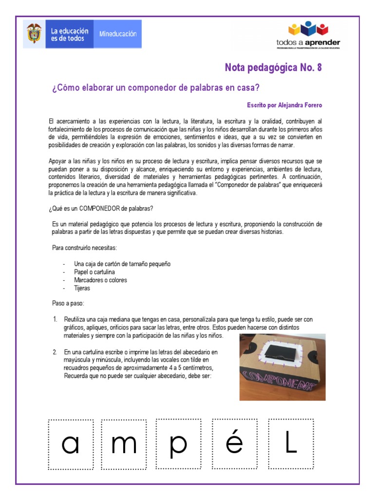 NP 8 Cómo Elaborar Un Componedor de Palabras | PDF | Escritura ...